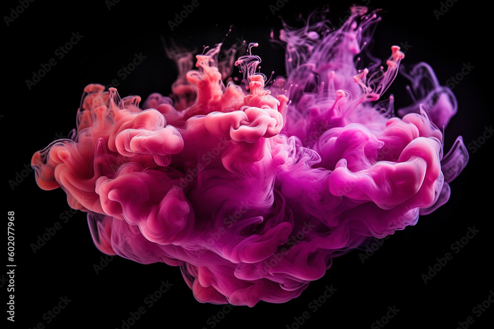Fluid splash, similar to color vapor or ink in water. The explosion of ...