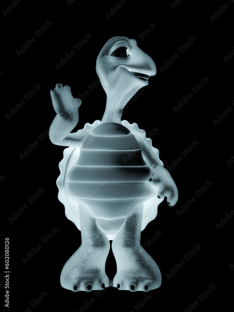 turtle cartoon doing yoga saying hi side view Stock Illustration ...