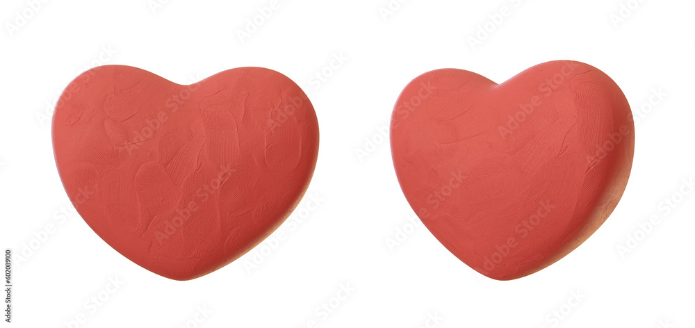 plasticine heart isolated on white background. 3d rendering ...