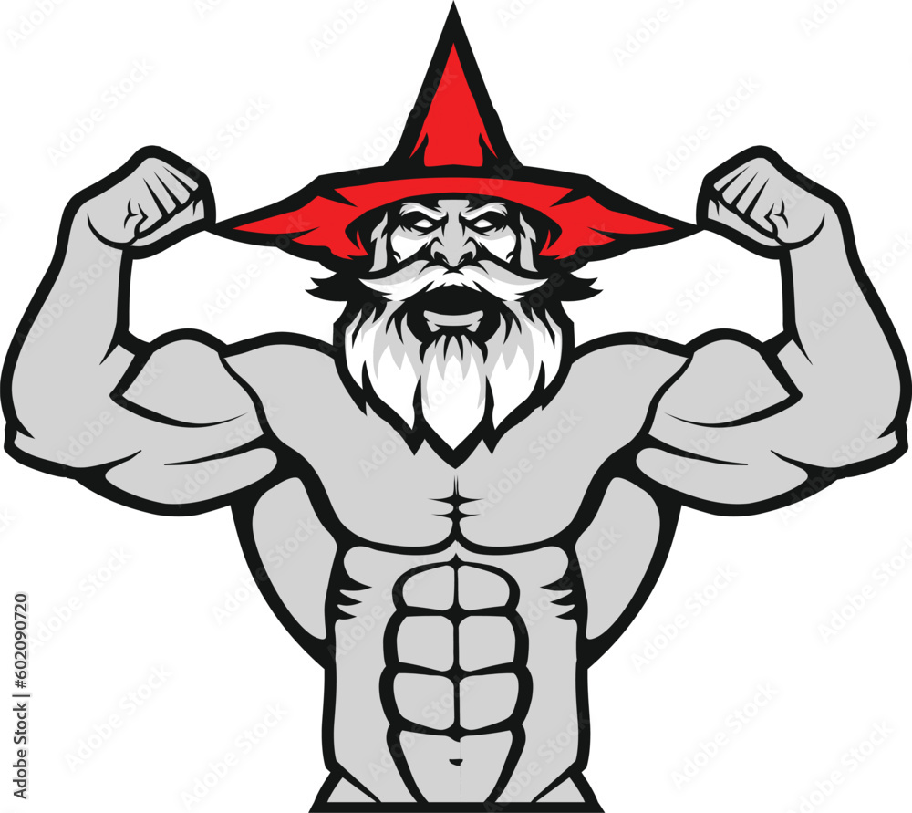 bodybuilder fitness model posing logo . muscle man with hat emblem ...