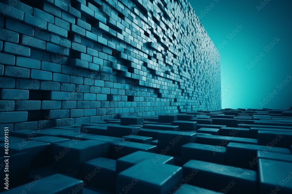 Multisized block wall in perfect alignment on an innovative tech ...