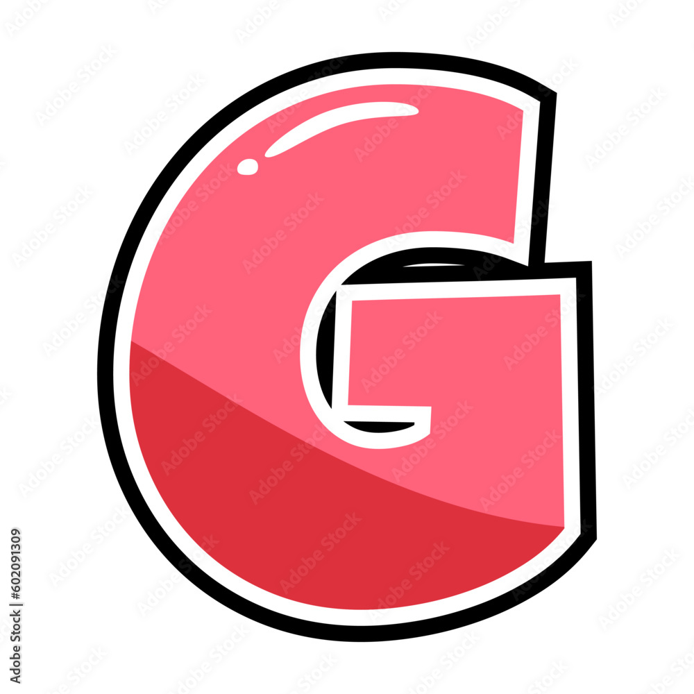 G uppercase english, Children font alphabet cartoon style in red tone ...