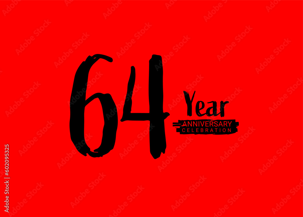64 Years Anniversary Celebration logo on red background, 64 number logo ...