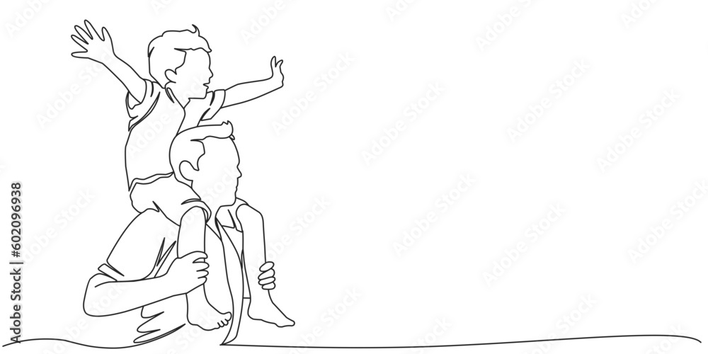 Father and son line art illustration, fathers day line art style vector ...