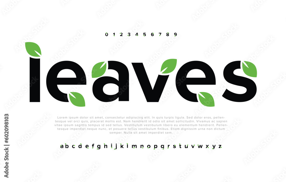 leaves modern nature leaf earth green tree abstract digital alphabet ...
