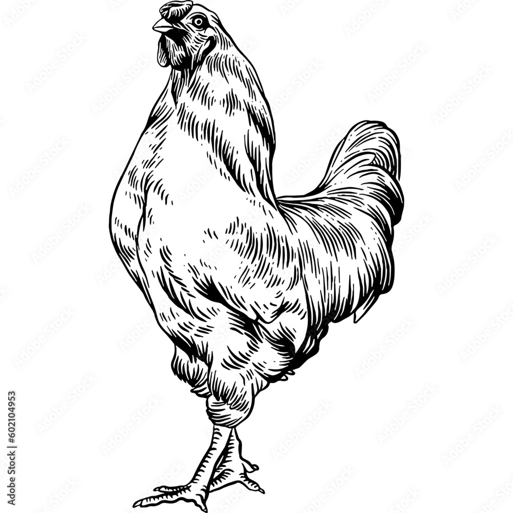 Hand drawn Chicken Sketch Illustration Stock Vector | Adobe Stock