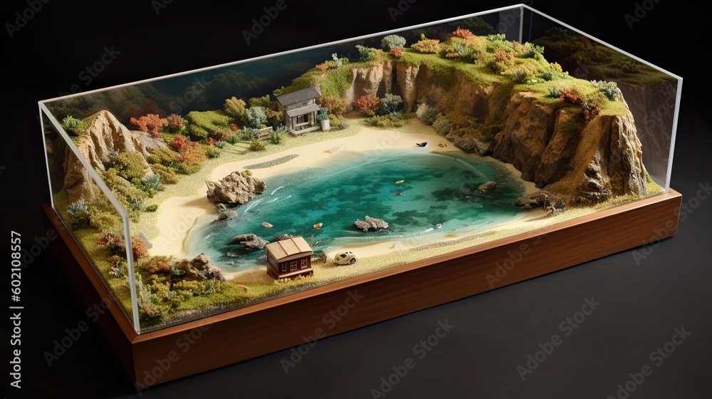 Vividly Colored Diorama of a Lagoon Cove in a Box - A Miniature Coastal ...