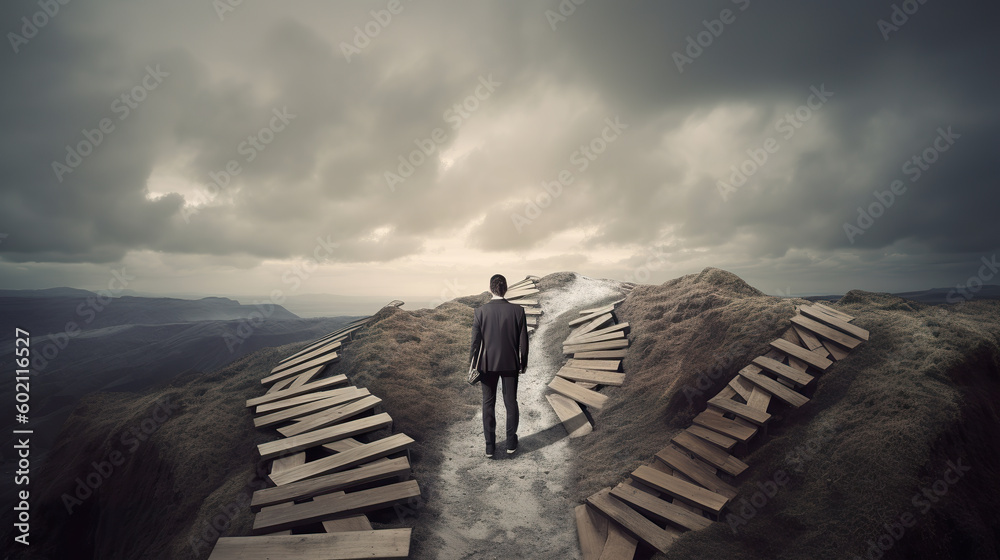 Illustration of businessman choosing the right way. Choices of a ...