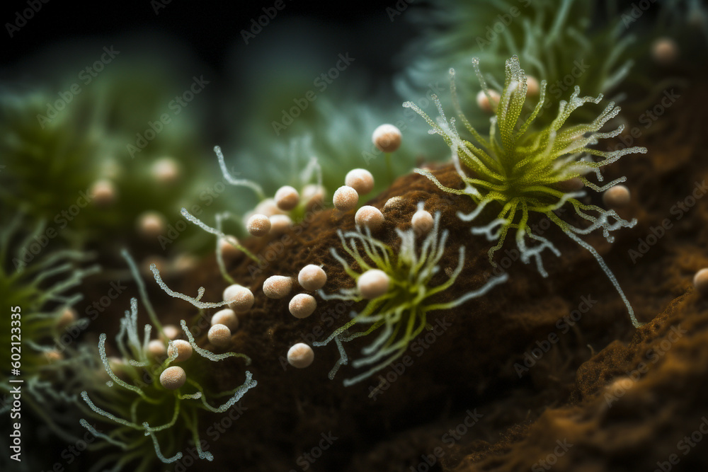 A photo of bacteria on the surface of a plant, highlighting the ...