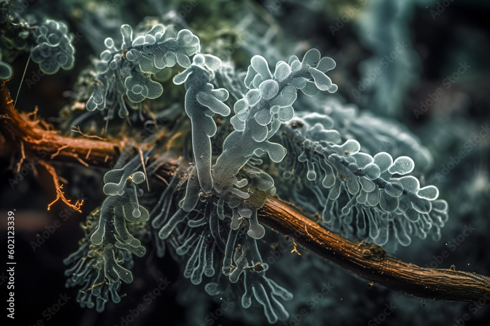 A photo of bacteria on the surface of a plant, highlighting the ...