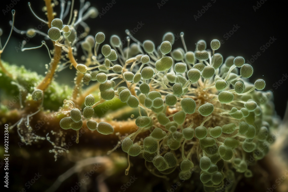A photo of bacteria on the surface of a plant, highlighting the ...