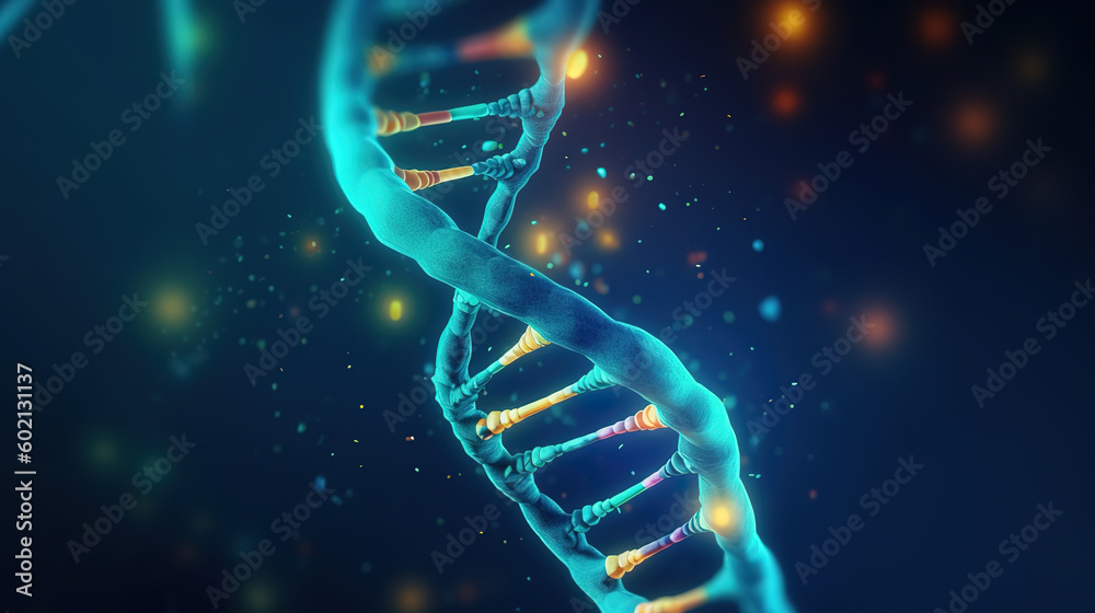 Photo & Art Print Dna sequence, wireframe dna code molecules structure ...