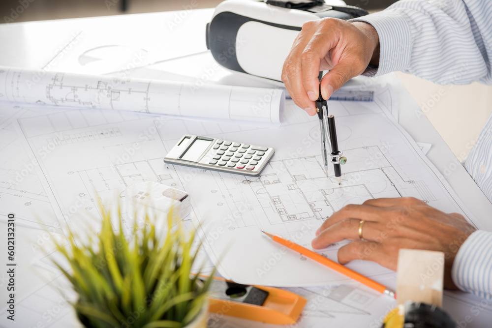 Architect workplace. Architectural building design and construction ...