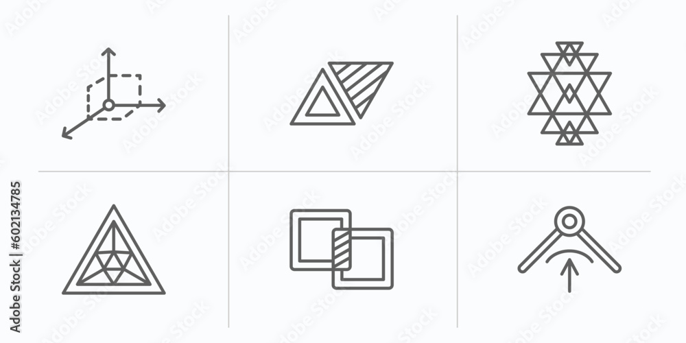 Geometric Figure Outline Icons Set Thin Line Icons Such As Coordinates Triangles Couple Sri