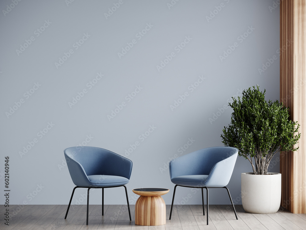 Pastel light color - interior accent. Sky blue of walls and furniture ...