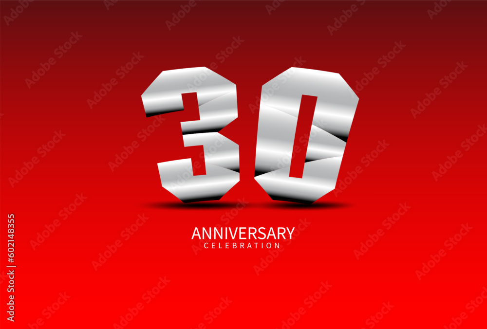 30 Year Anniversary Celebration Logo silver vector, 30 Number Design ...