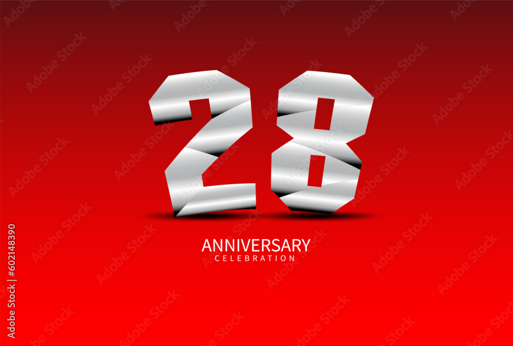 28 Year Anniversary Celebration Logo silver vector, 28 Number Design, 28th Birthday Logo ...