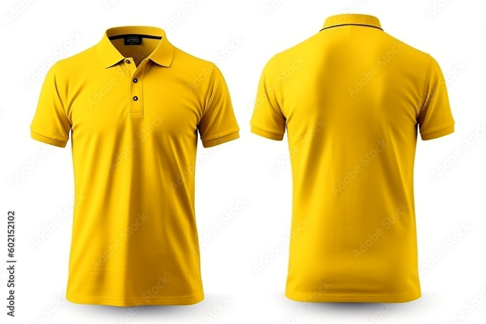 ภาพประกอบสต็อก Blank yellow male polo shirt template, polo mockup ...