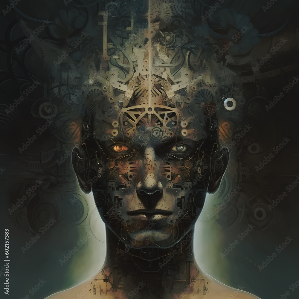 mechanical brain, human, technology, computerization, digitalization ... mechanical brain, human, technology, computerization, digitalization ...