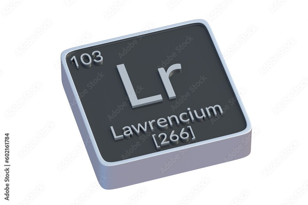 Lawrencium Lr chemical element of periodic table isolated on white ...
