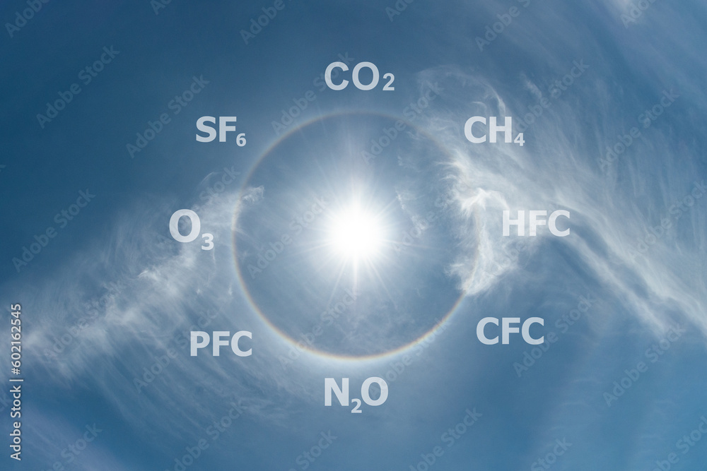Concept depicting the issue of carbon dioxide emissions and other gases ...
