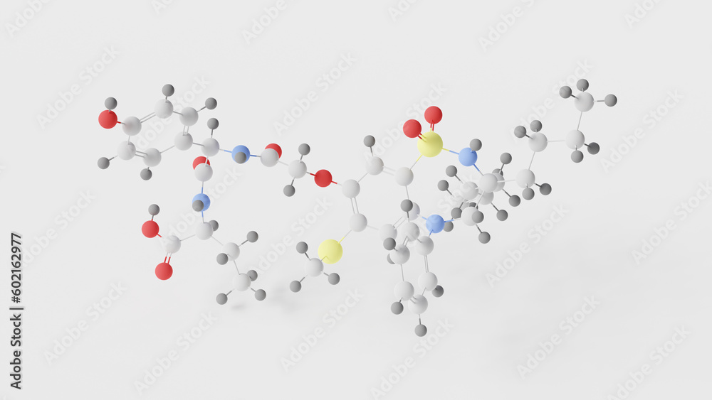 odevixibat molecule 3d, molecular structure, ball and stick model ...