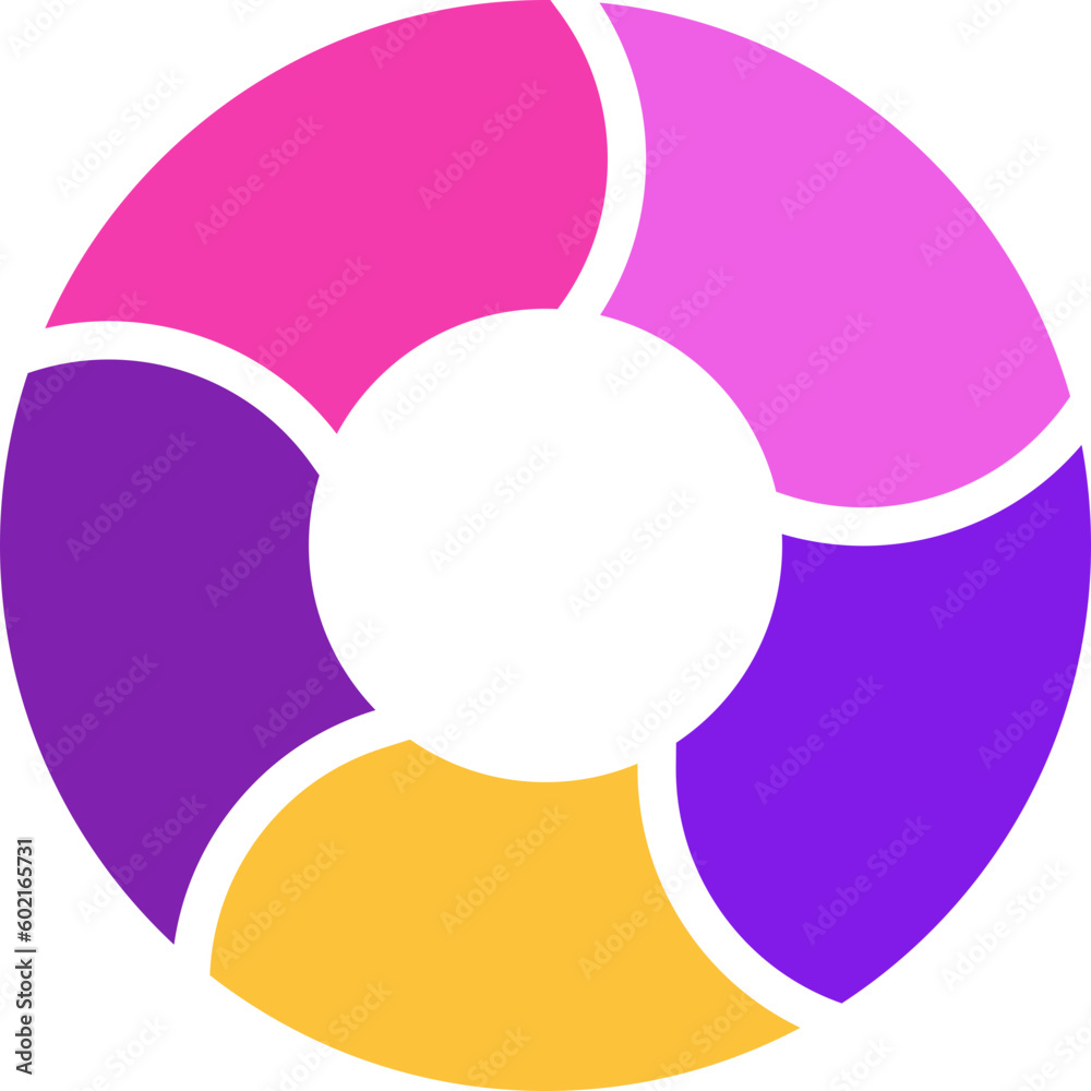 Infographic Pie Flow Chart Diagram 5 Sections Stock Vector | Adobe Stock