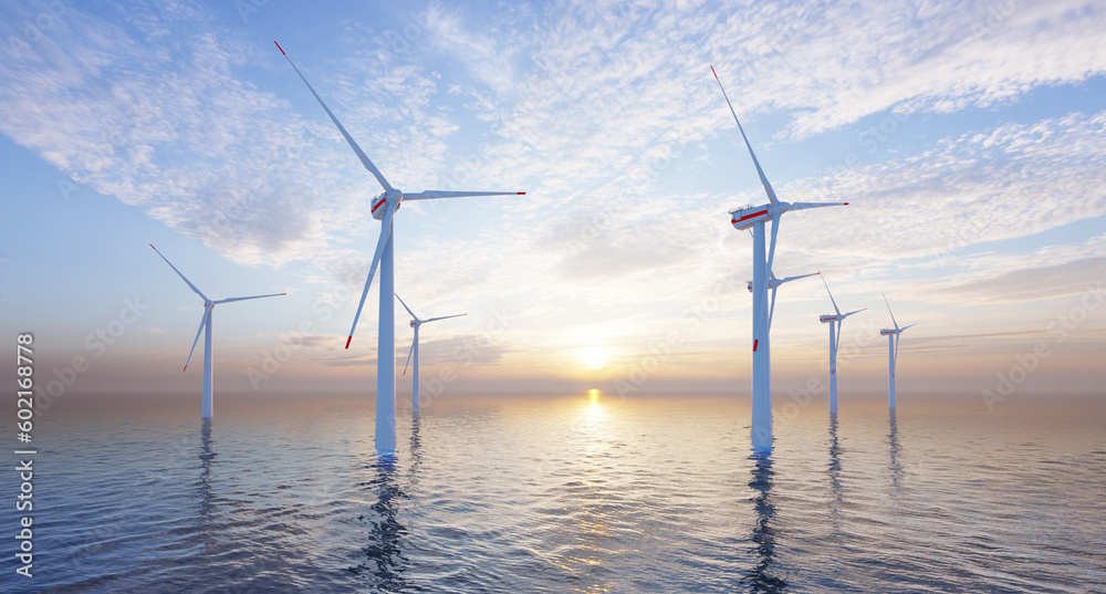 ULTRA HD. Offshore wind energy. Offshore wind turbines farm on the ...