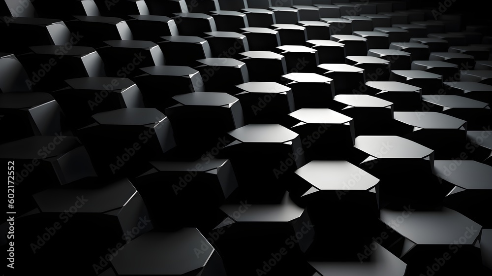 Modern Geometric Pattern: Black and White Minimalist Background with Hexagonal Structures Stock ...