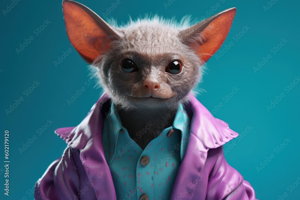 Anthropomorphic bat dressed in human clothing. humanized animal concept ...