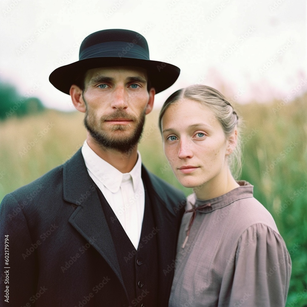 A Young Amish Couple - generative AI Stock Photo | Adobe Stock