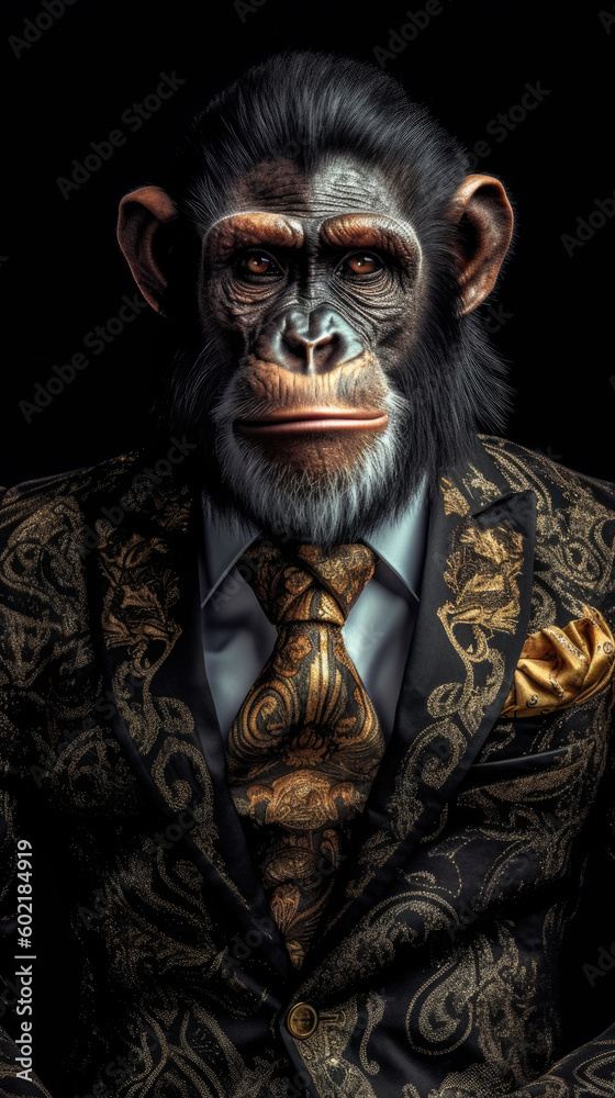 Monkey dressed in an elegant and modern suit with a nice tie. Fashion ...