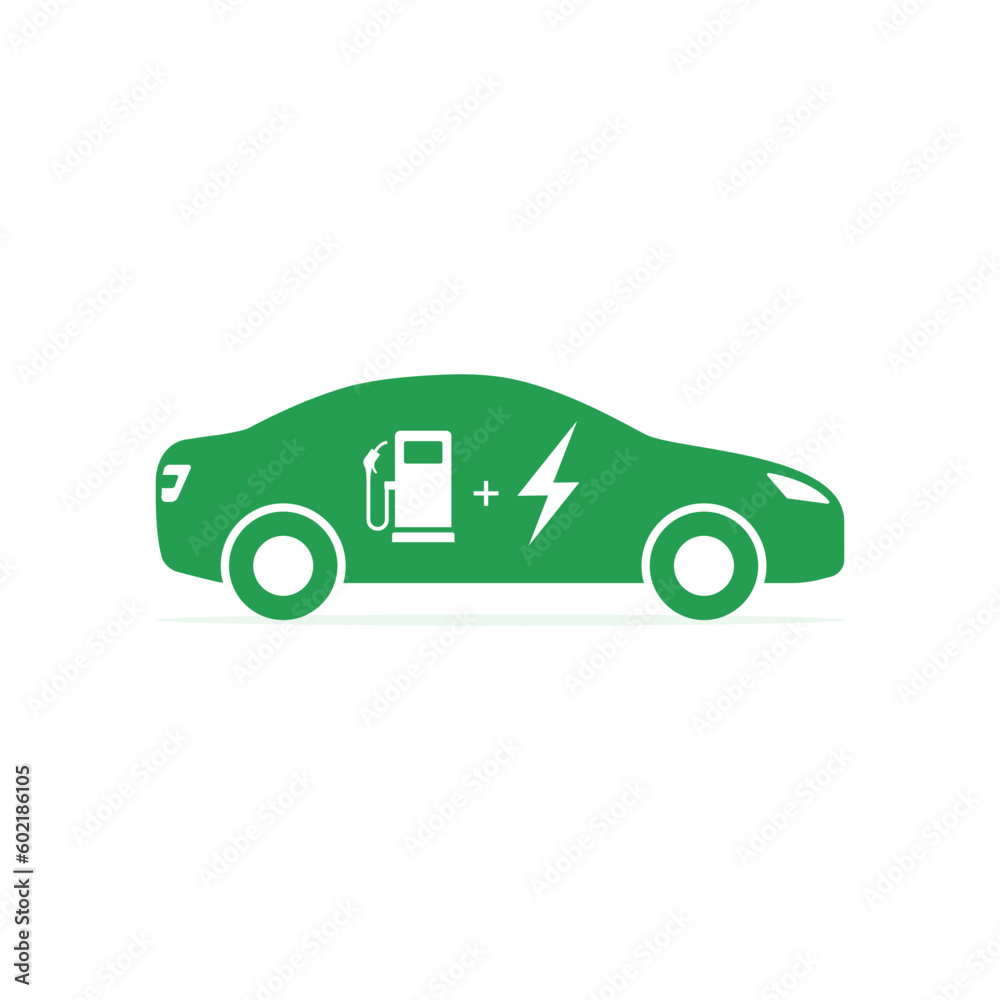 Hybrid Car icon, Vector isolated hybrid vehicle symbol, side view Stock ...