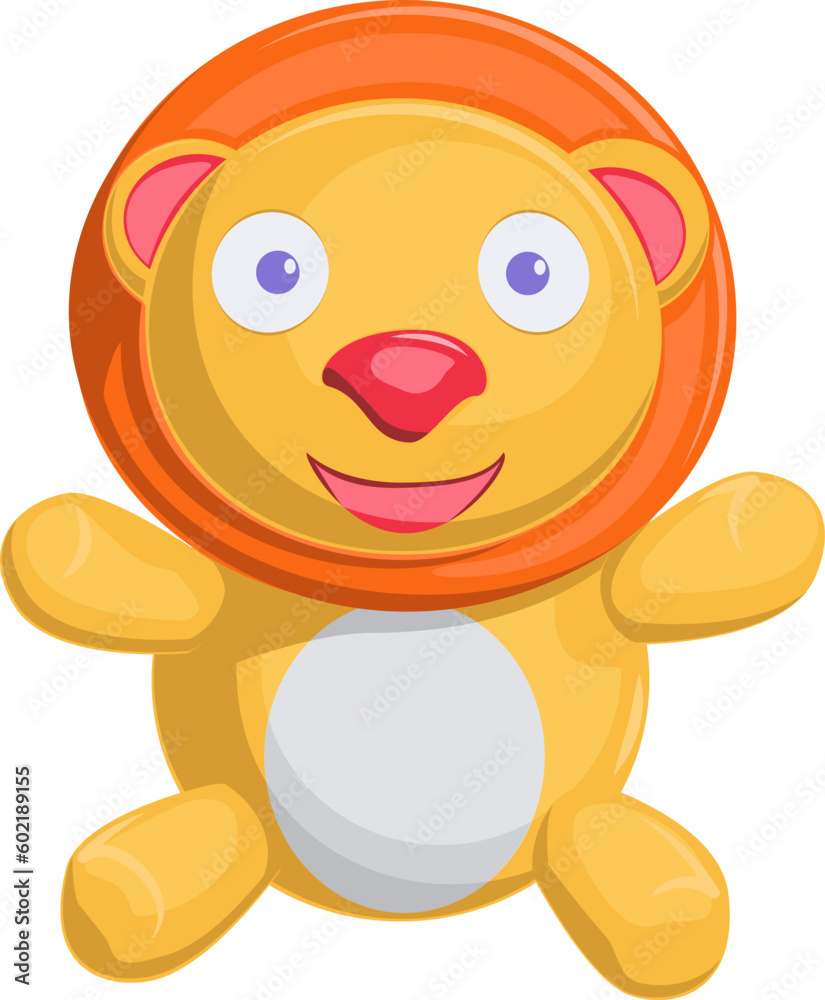 Soft toy lion cub. Line art illustration. Vector illustration of a baby ...