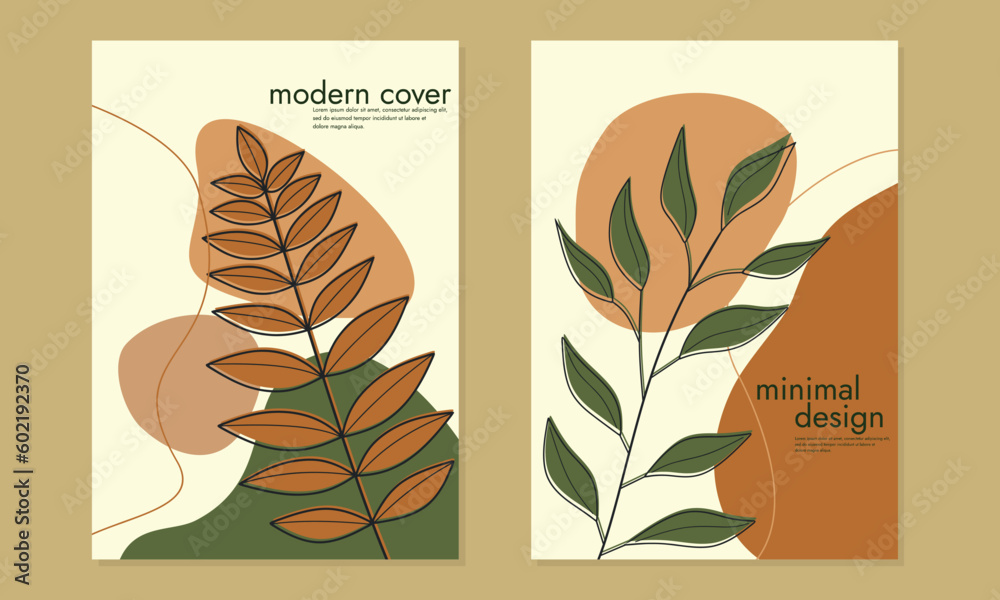 Cover page templates. abstract botanical background. A4 size layout ...
