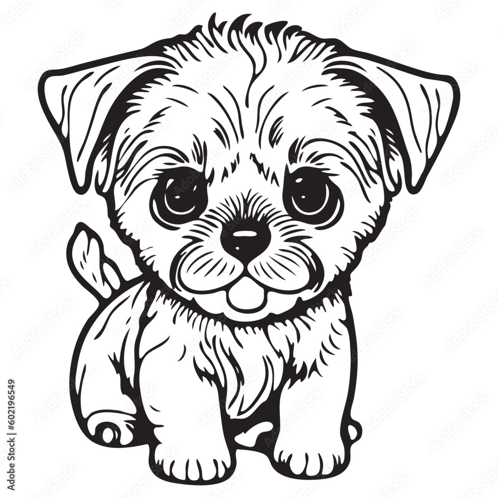 Coloring page outline of cartoon dog . Vector illustration, coloring ...