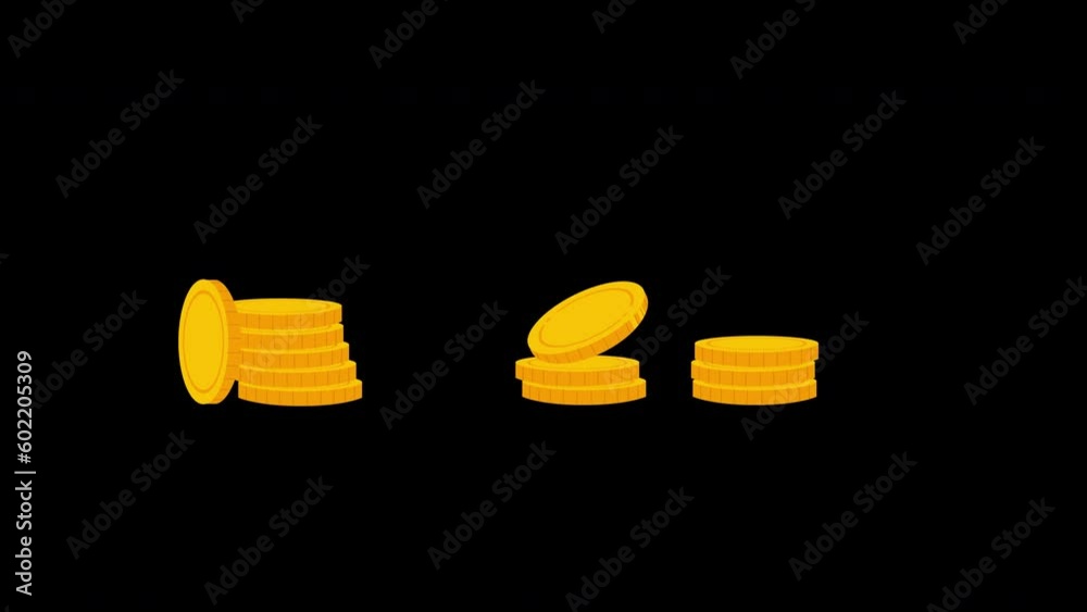 gold coin pile stack icon Animation loop video transparent background ...