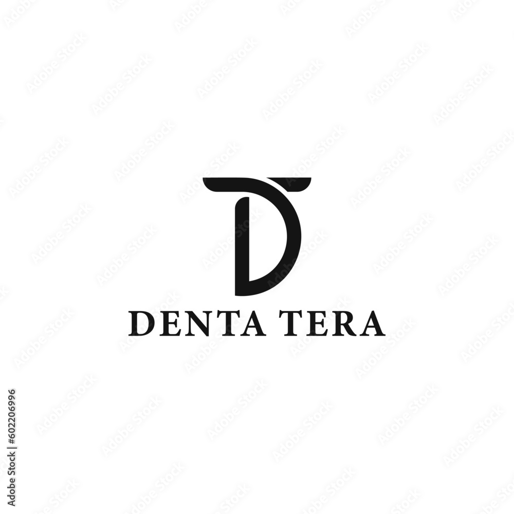 Abstract initial letter DT or TD logo in black color isolated in white ...