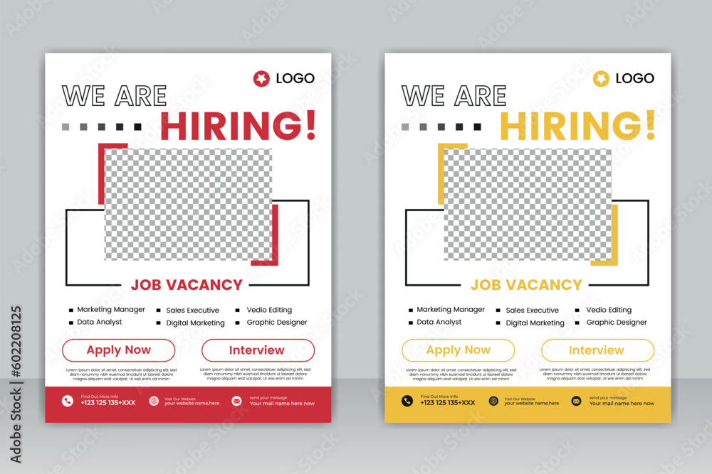 We are hiring flyer design. Job offer leaflet template. We are hiring ...