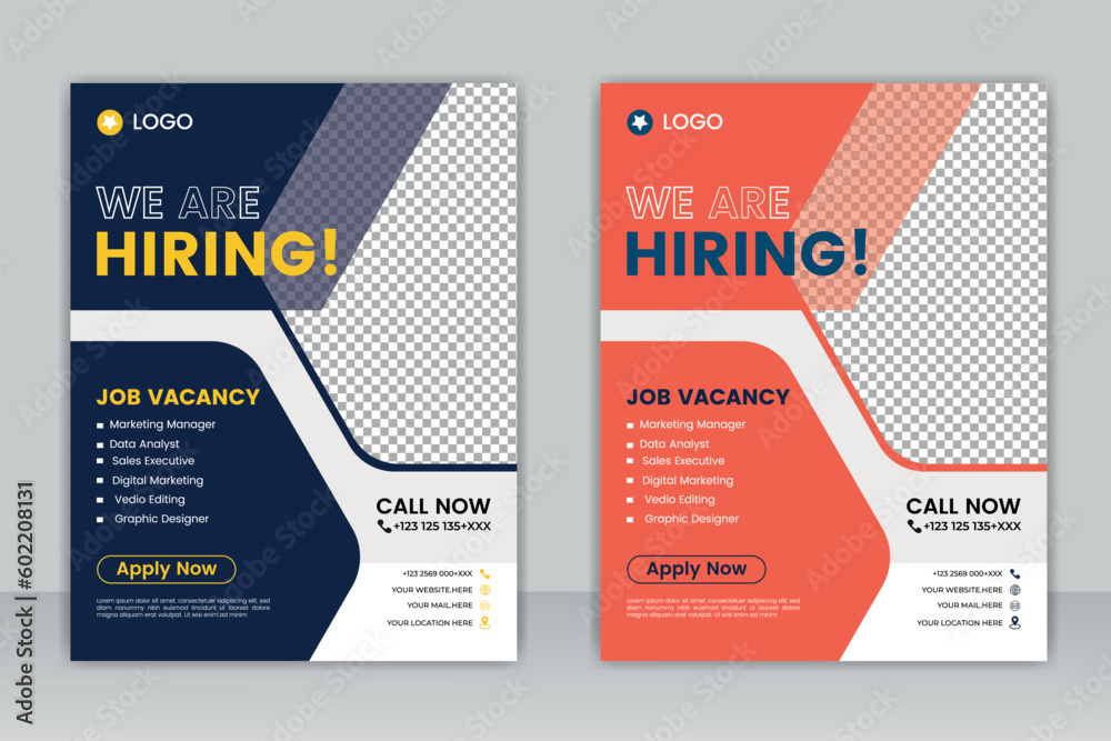 We are hiring flyer design. Job offer leaflet template. We are hiring ...