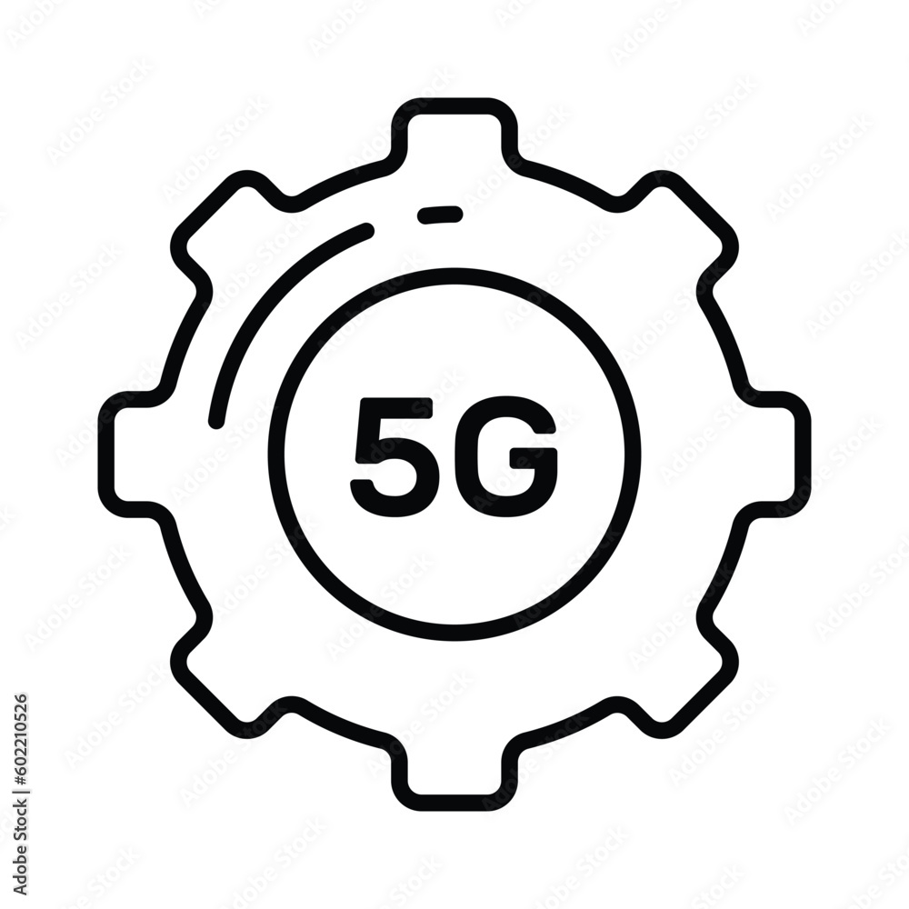 5G text inside cogwheel denoting concept icon of 5G network setting ... 5G text inside cogwheel denoting concept icon of 5G network setting ...