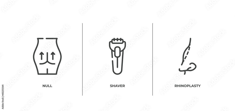 plastic surgery outline icons set. thin line icons sheet included null ...