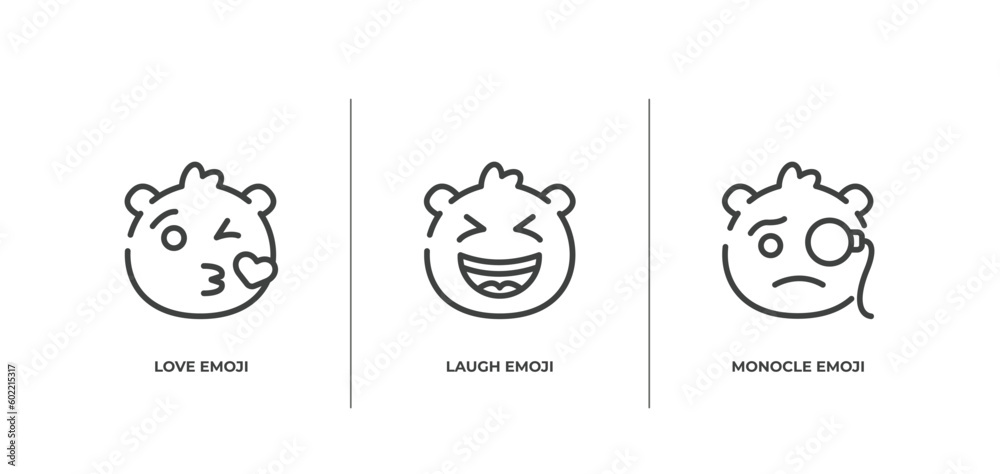 emoji outline icons set. thin line icons sheet included love emoji ...