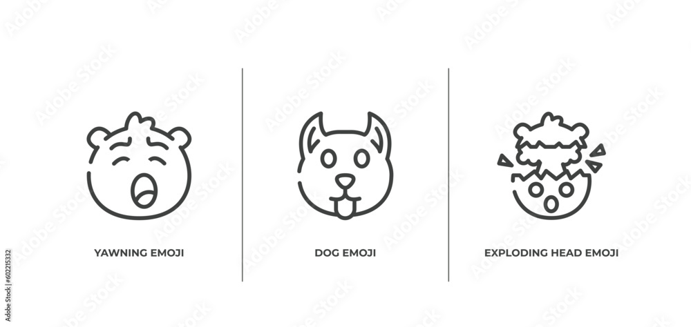 emoji outline icons set. thin line icons sheet included yawning emoji ...