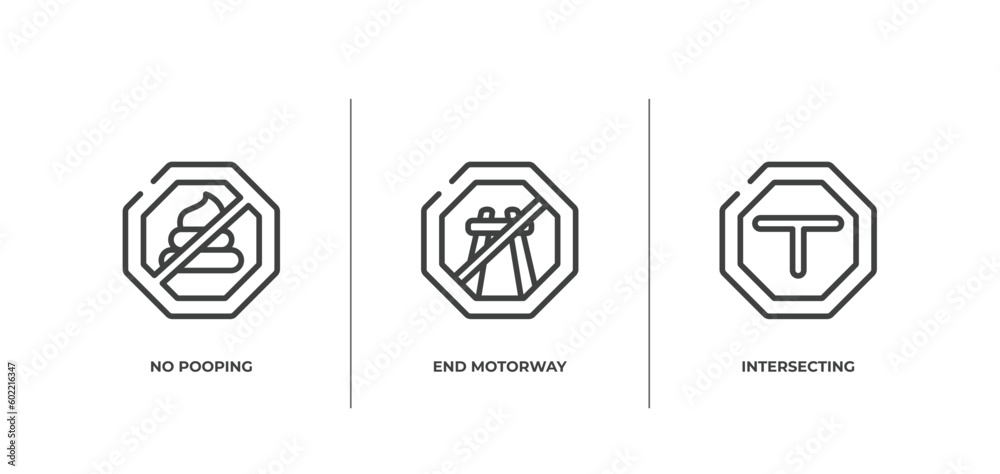 traffic signs outline icons set. thin line icons sheet included no ...