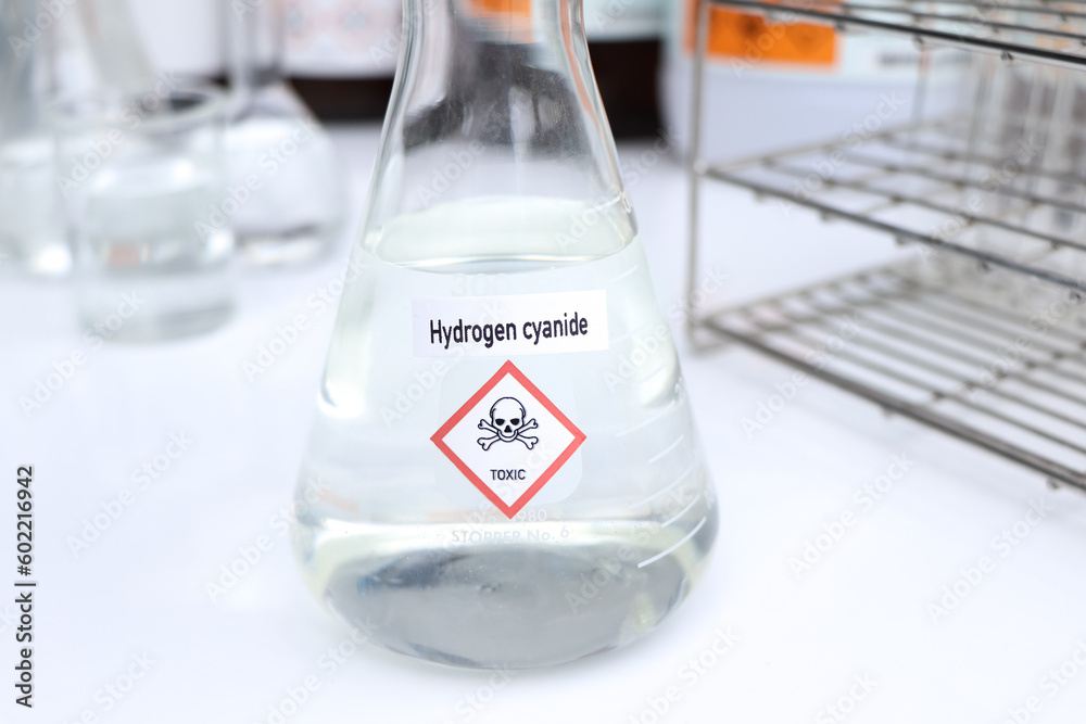 Hydrogen cyanide Solution, Hazardous chemicals and symbols on ...