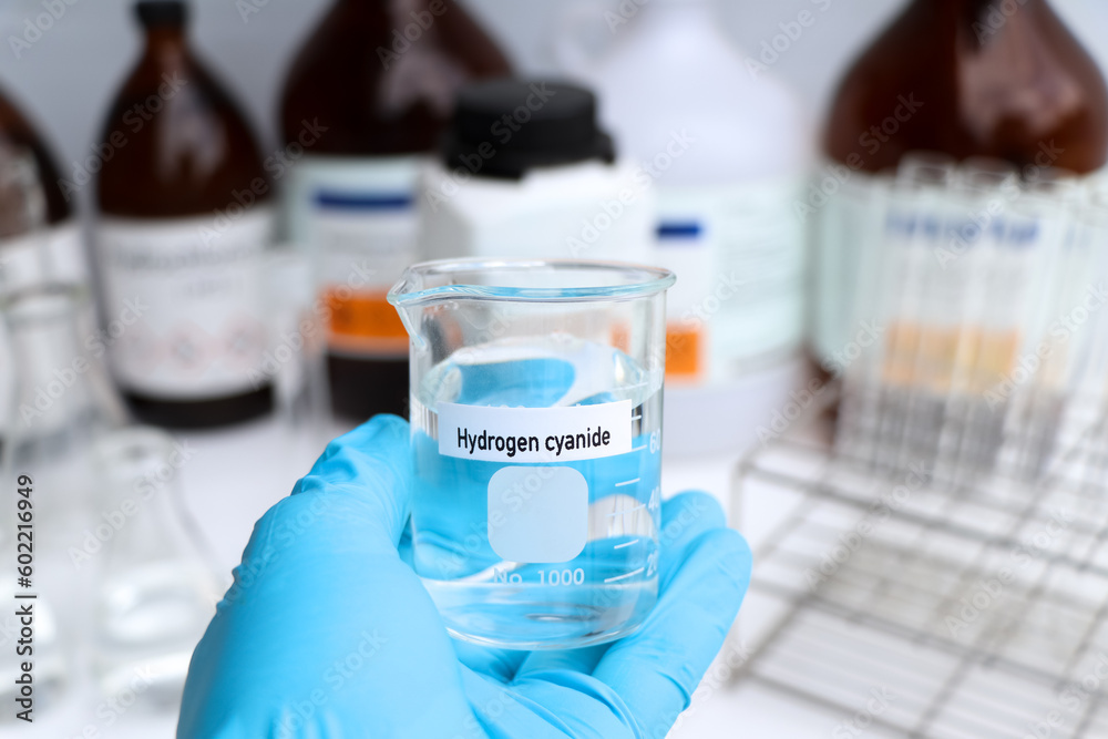 Hydrogen cyanide Solution, Hazardous chemicals and symbols on ...