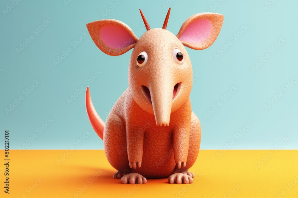 Cute kawaii aardvark or Orycteropus cartoon character, burrowing ...
