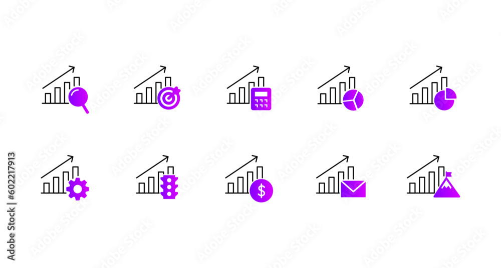 Vector icon set of Barchart Icons for Data Visualization and Analysis ...