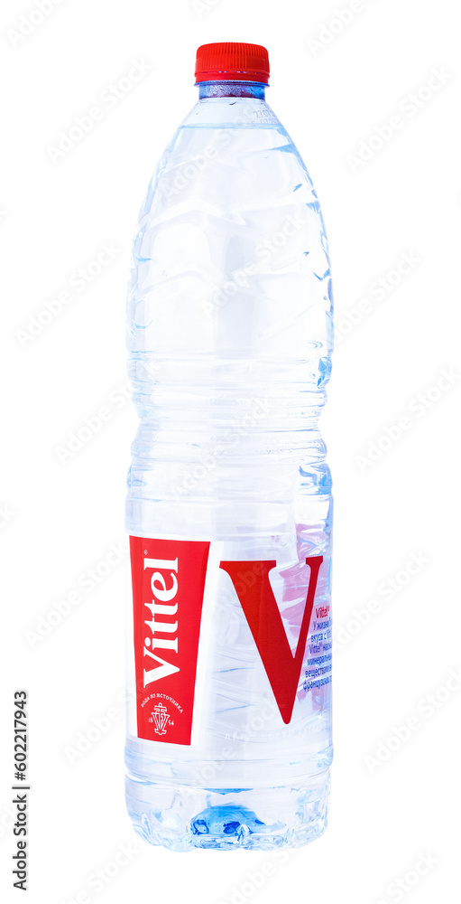 Bottle Vittel Mineral Water in Plastic Bottle. Vittel is a French brand ...